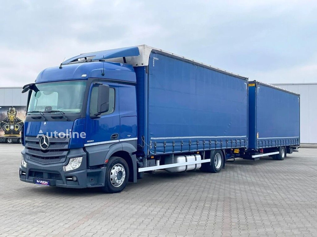 Mercedes-Benz ACTROS 1830 / ZESTAW TANDEM 120 M3 / PRZEJAZDOWY / 7,75 M + 7,75 kamion sa klizna zavesa cerada + prikolica sa kliznom ceradom