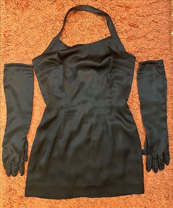 Satenska mini haljina sa dugackim rukavicama, S
