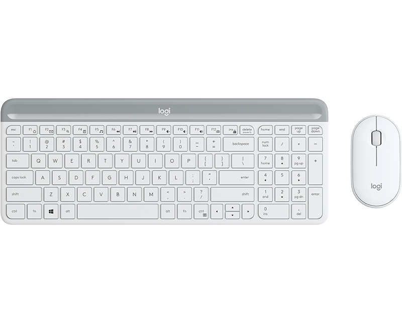 LOGITECH - MK470 Wireless Desktop US bela tastatura + miš