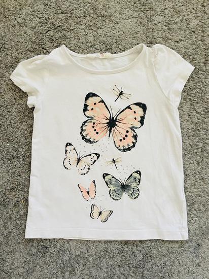H&M bela majica sa leptiricima