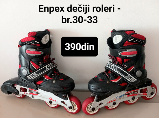 Enpex dečiji roleri crno crveni br. 30 - 33