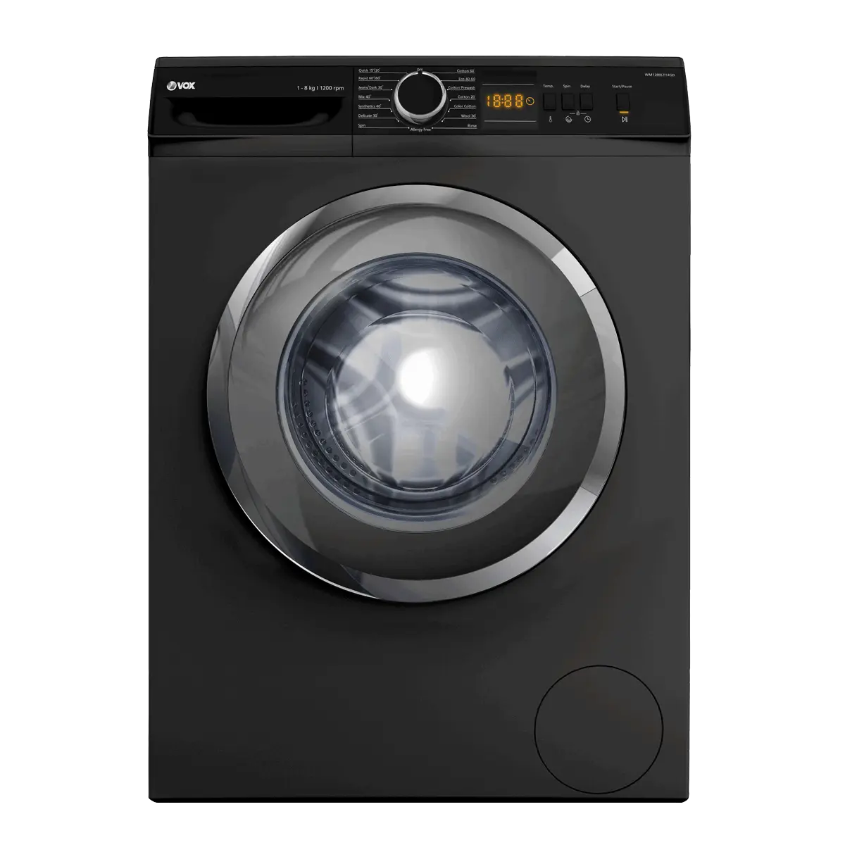 VOX WM1280LT14GD Mašina za pranje veša, 8kg, 1200 obrtaja/min, 15 programa, Sivo-crna