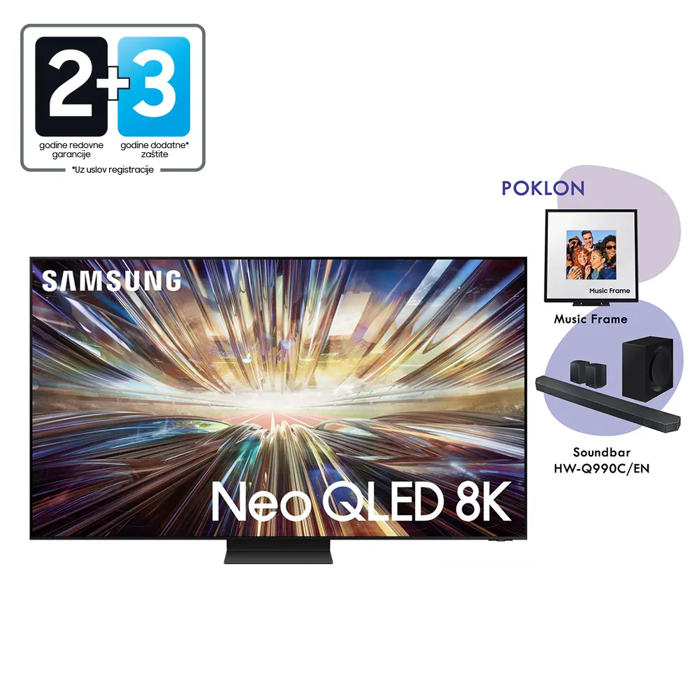 Samsung QE85QN800DTXXH Smart Televizor, 85", 8K Neo QLED, Crni