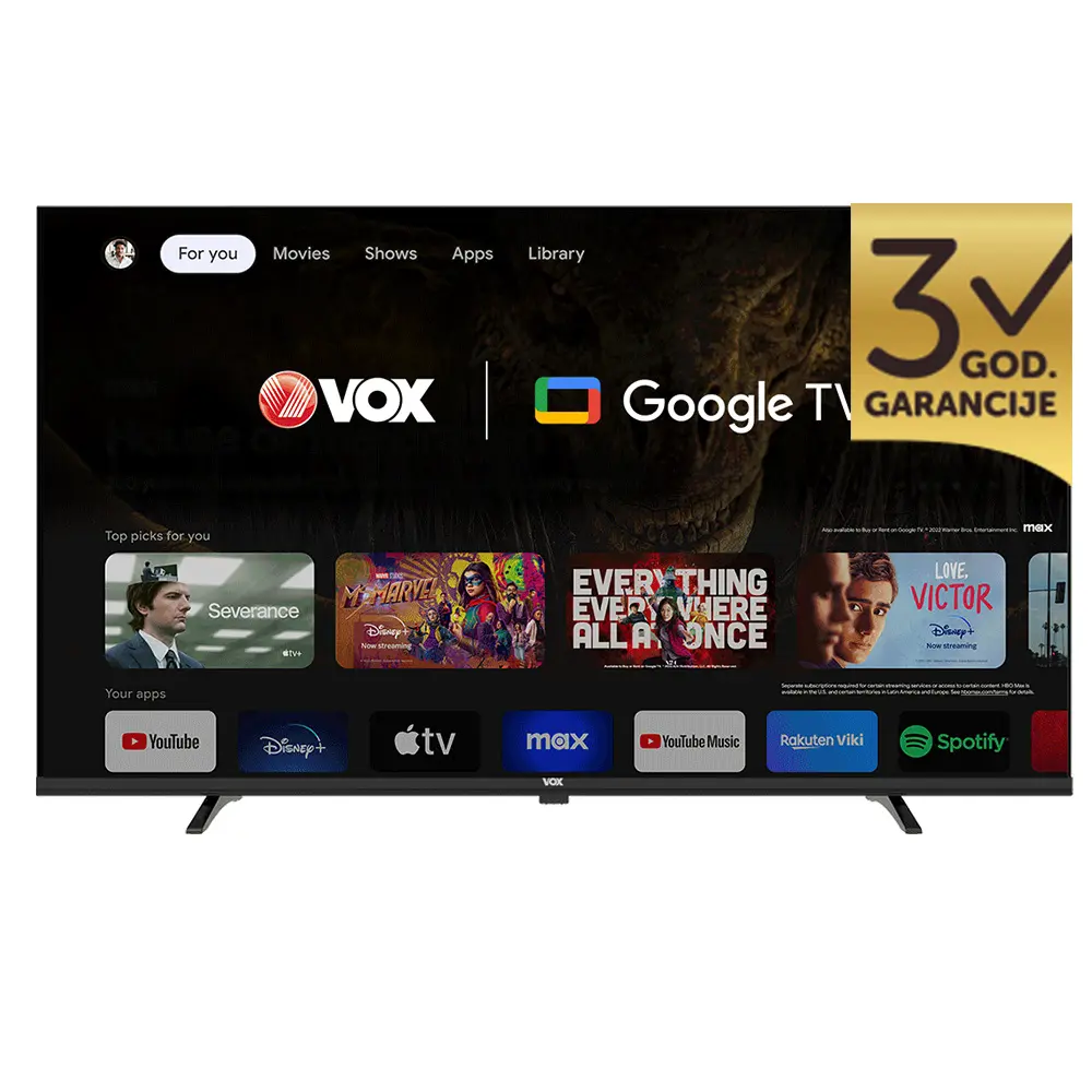 VOX Televizor 40GOF080B 40", LED, Frameless, Google TV, Full HD, Dolby Audio, Crni