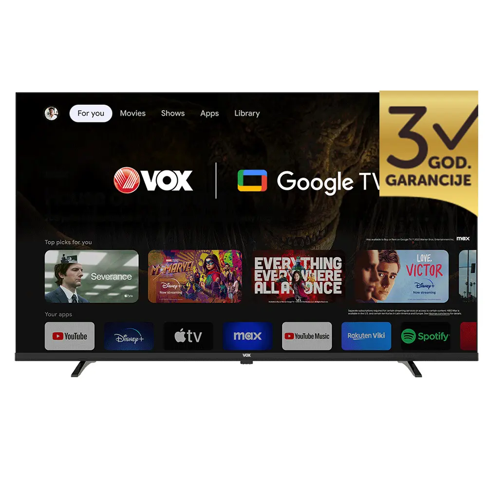 VOX Televizor 43GOF080B 43", Frameless, Google TV, LED, Full HD, Dolby Audio, Crni