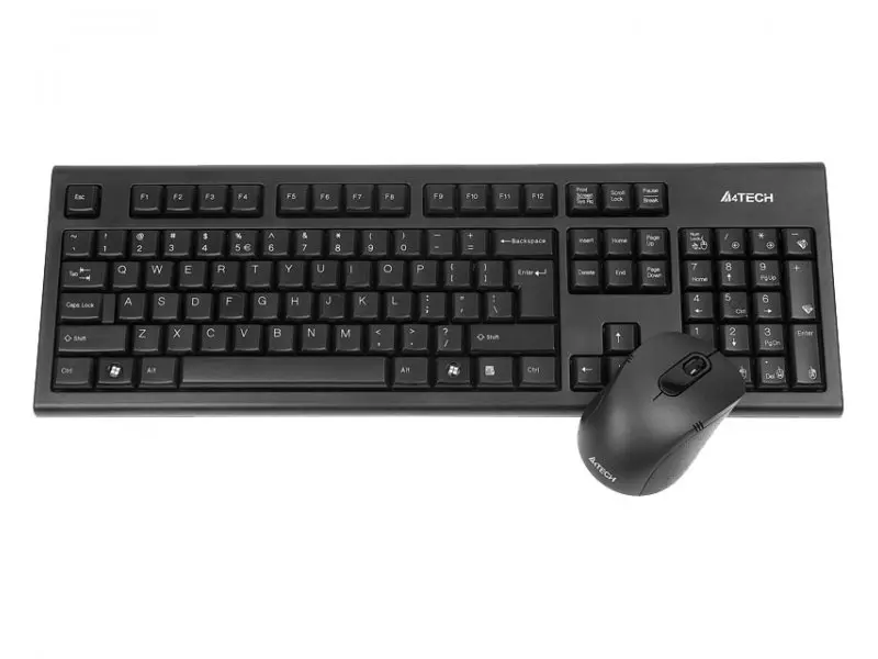 A4 TECH 7100N V-Track Set Tastatura + miš, USB Bežično povezivanje, US, Crni