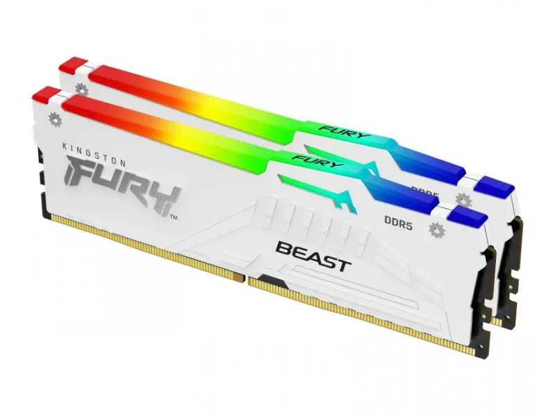 KINGSTON DIMM DDR5 RAM Memorija, 64GB (2x32GB kit) 5200MT/s KF552C40BWAK2-64 Fury Beast RGB White XMP