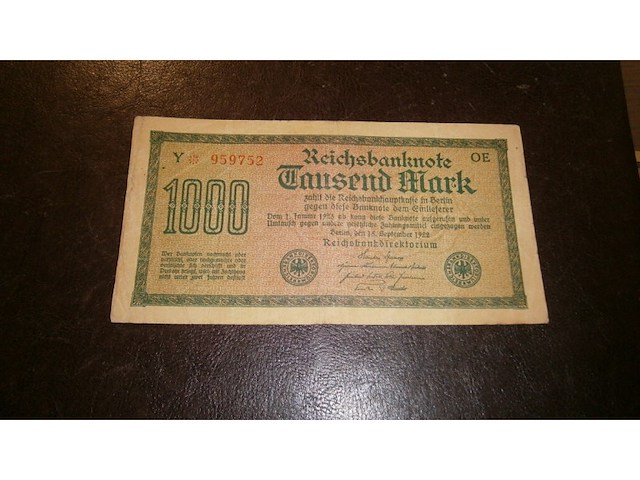 GERMANY 1000 MARK 1922 ( 9 )