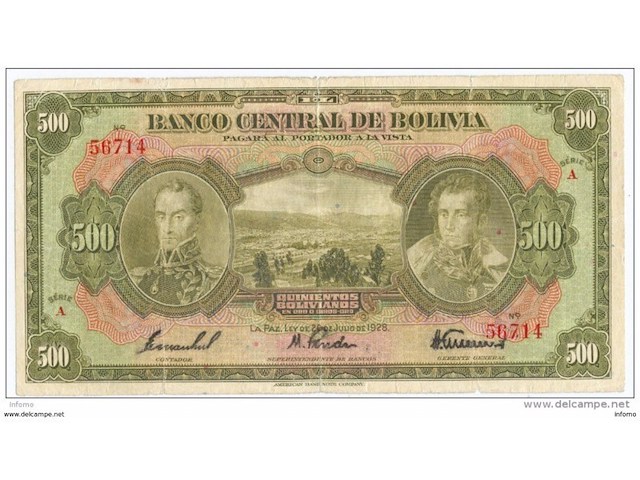 Bolivija 500 bolivianos 1928