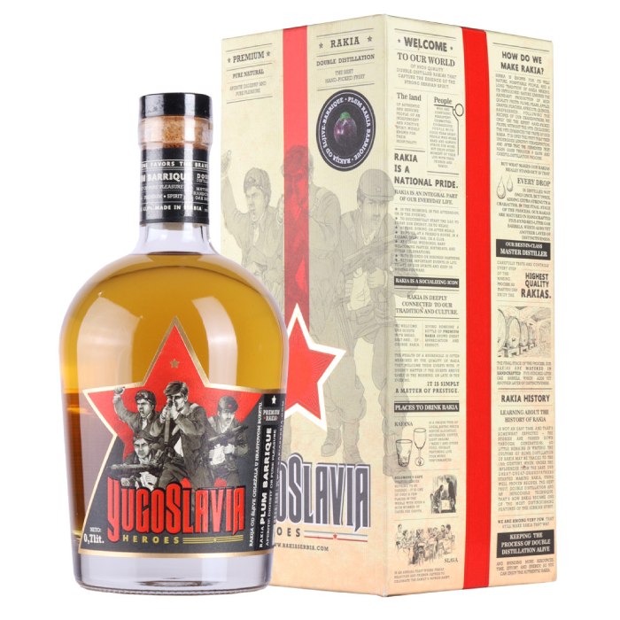 Rakija Yugoslavia Heros sljiva barrique gift box 0,7L