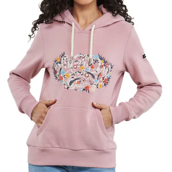 SUPERDRY Ženski duks VINTAGE FLORAL SCRIPTED HOOD roze