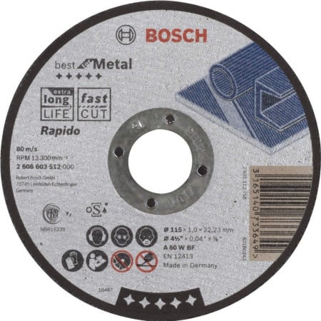 Rezna ploča za metal Best Rapido A60 W BF, 115x1.0mm BOSCH