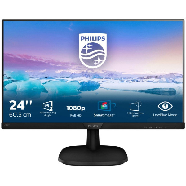 Monitor Philips V-Line 243V7QDSB 60,5cm/24in(1920x1080) 5ms IPS 16:9 VGA DVI HDMI VESA Full HD