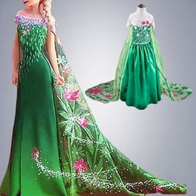 Elza Frozen Elsa zelena sa dugim plastom haljina k