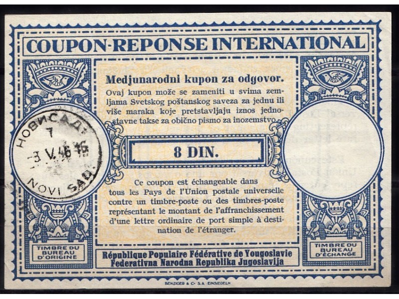 COUPON REPONSE INTERNACIONAL 1946