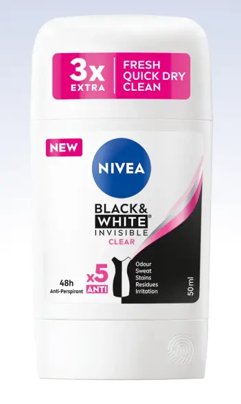 NIVEA Stik za žene Black & White Clear 50ml