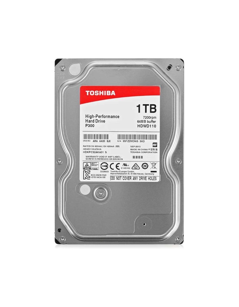 TOSHIBA 1TB 3.5" SATA III 64MB 7.200rpm HDWD110UZSVA P300 series hard disk