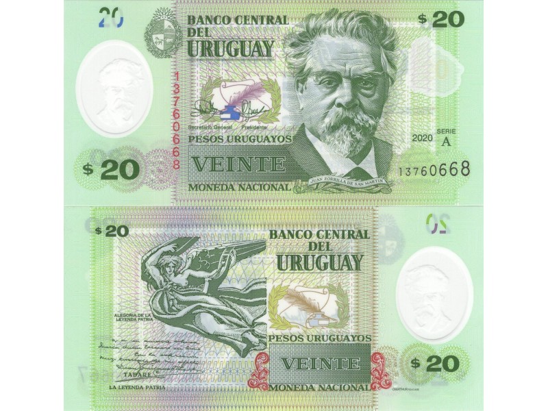 URUGUAY Urugvaj 20 Pesos 2020 UNC, Polymer