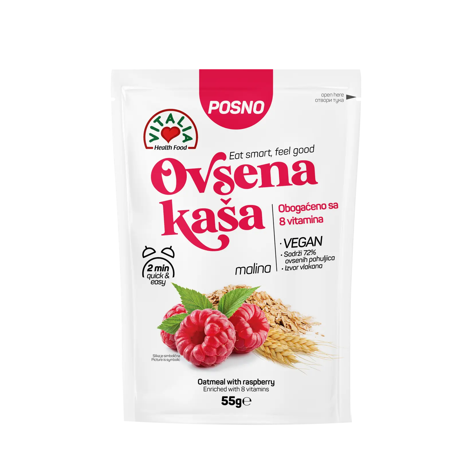 Vitalia Ovsena kaša, Malina, 55g