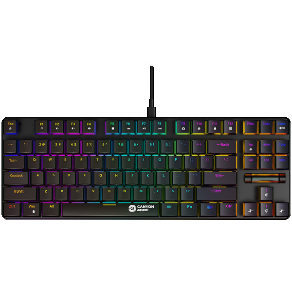 CANYON Cometstrike TKL GK-50, 87keys Mechanical keyboard, 50million times life, with VS11K30A solution, GTMX red switch, Rainbow backlight, 20 modes, 1.8m PVC cable, metal material + ABS, US layou...