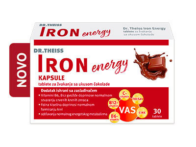 Dr Theiss Iron energy sa ukusom čokolade 30 tableta za žvakanje