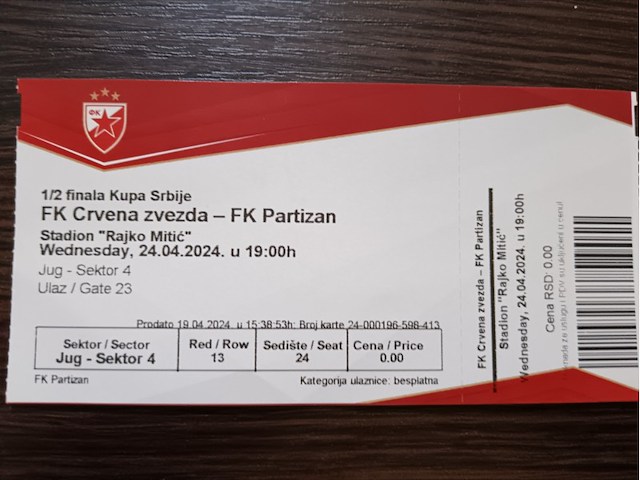 crvena zvezda-Partizan 24.4.2024