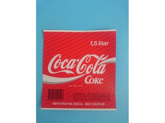 COCA-COLA COKE 1,5 LITARA - ETIKETA - 1988 GODINA