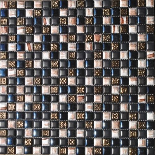 Stakleni Mozaik Crno/Zlatni A2 30x30