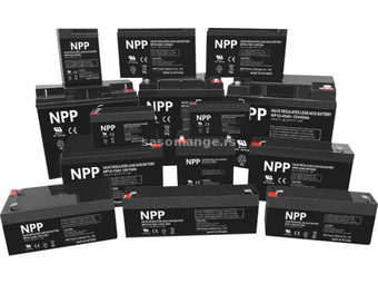 NPP NP12V-7.5Ah, AGM BATTERY, C20=7.5AH, T1, 151x65x94x100, 2,07KG, BLACK