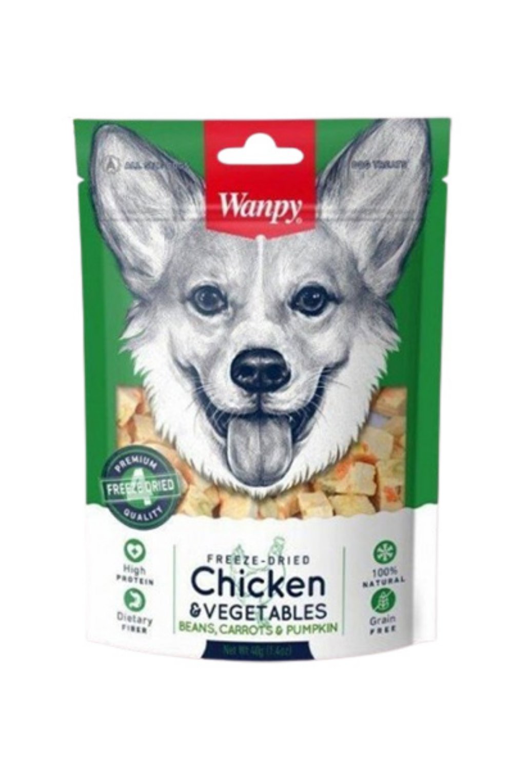 WANPY FREEZE DRIED CHICKEN & FRUIT - POSLASTICA ZA PSE 40G