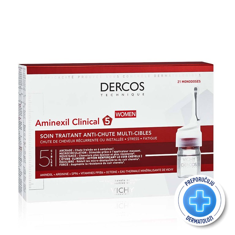 VICHY DERCOS AMINEXIL CLINICAL 5 Ampule protiv opadanja kose za žene 21 ampula