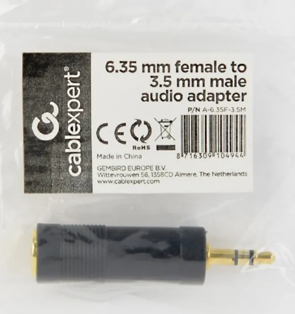 GEMBIRD A-6.35F-3.5M Gembird 6.35 mm zenski na 3.5 mm muski audio adapter