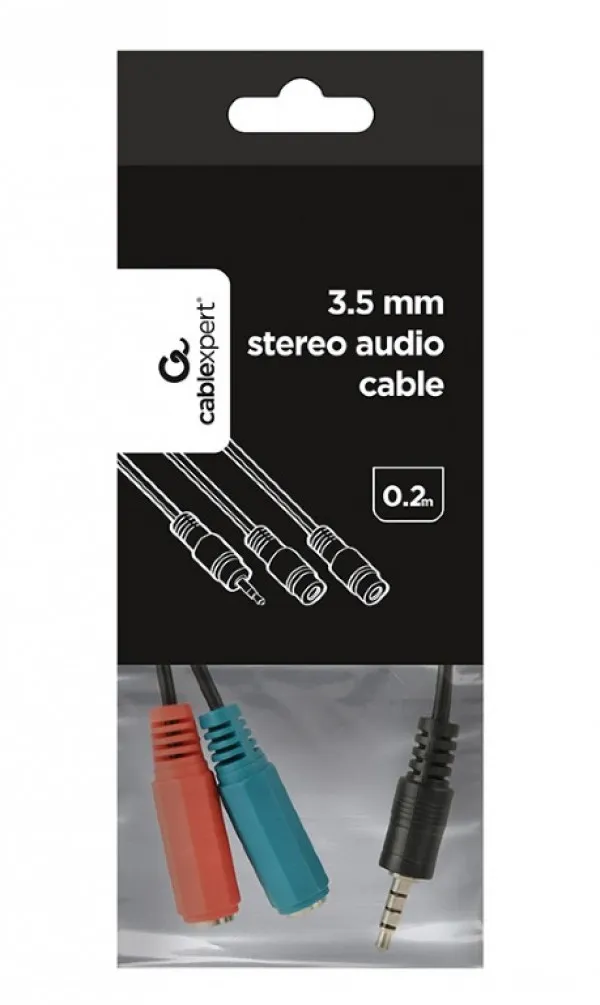 GEMBIRD CCA-417 Gembird 2x 3.5 mm(slusalice i mikrofon) adapter na 1x 3.5mm(4 pin) cable, 0.2 m crni