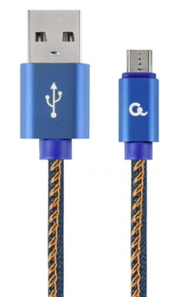 GEMBIRD CC-USB2J-AMmBM-2M-BL Gembird Premium jeans (denim) Micro-USB cable with metal connectors, 2 m, blue