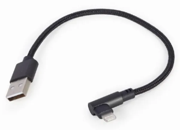 GEMBIRD CC-USB2-AMLML-0.2M Gembird pod uglom USB 8-pin kabl za punjenje i prenos podataka, 0.2 m, black