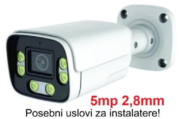 GEMBIRD CAM-IP5MP-HAQ60D GMB kamera 5mp APP P6SLite 2.8mm-F1.6 POE, IP66 DuaL LED 6xIR+6xFull Color, MIC,25m