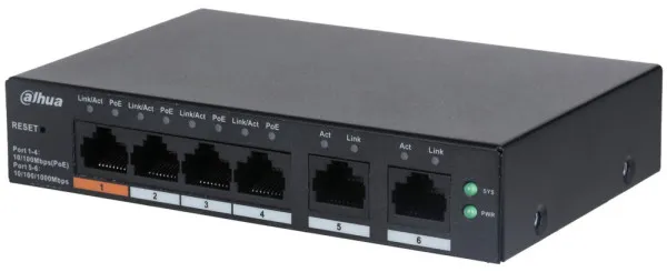 Dahua CS4006-4ET-60 SMART UPRAVLJIVI LAYER 2 POE 4-PORTNI SWITCH SA 2 UPLINK-A