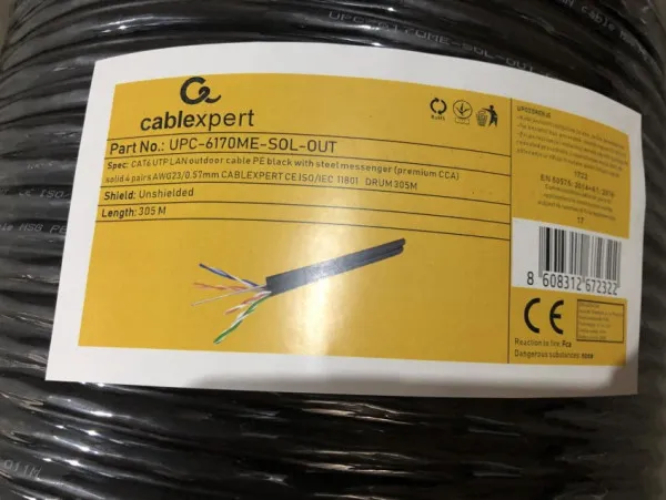 GEMBIRD UPC-6170ME-SOL-OUT Gembird, UTP cat.6 Outdoor+SAJLA, solid 23AWG, PREMIUM CCA kotur pun presek 305m