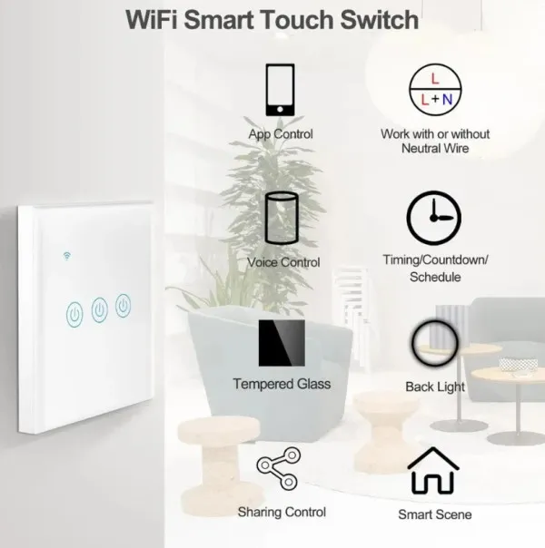 GEMBIRD ZIGBEE-SMART-3 GANG-RSH-SP003-EU Gembird 3 Smart bezicna prekidaca,APP glasovna kontrola Glass Touch