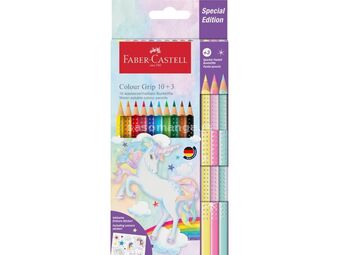 FABER CASTELL Drvene bojice1/10 grip unicorn + 3 sparkle pastel 201542