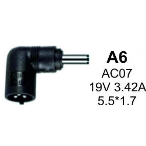 Gembird Connector A6 - 5.5x1.7mm - 65W-19V-3.42A, (Acer-Dell-HP) | NPC-AC07 (A6)