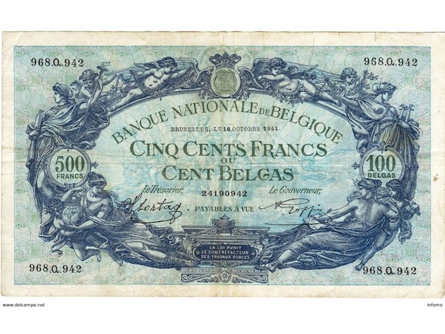 Belgija 500 franaka 1941