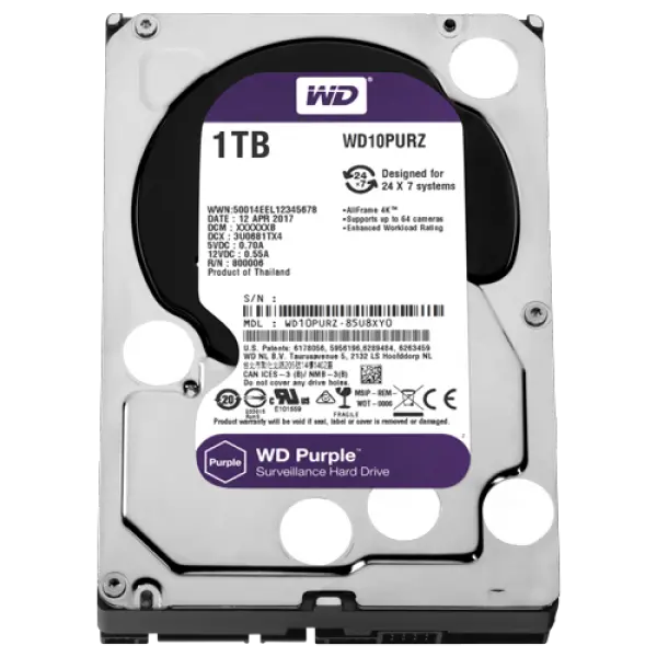 Hard disk 1TB SATA3 Western Digital Caviar 64MB WD10PURZ Purple