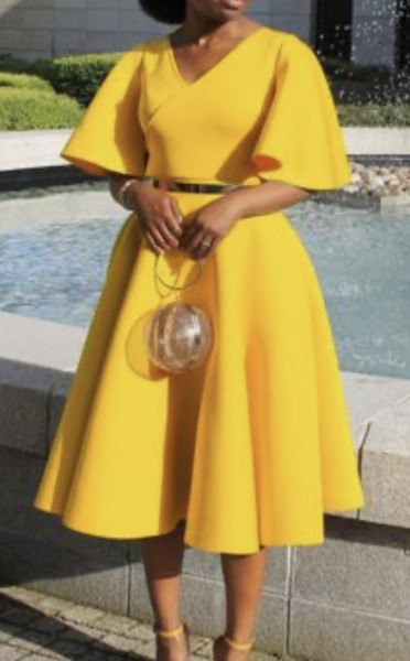 Poslovna haljina žuta