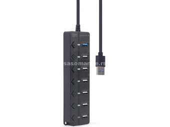 GEMBIRD UHB-U3P1U2P6P-01 Gembird 7-port USB hub (1xUSB 3.1 + 6xUSB 2.0) with switches, black