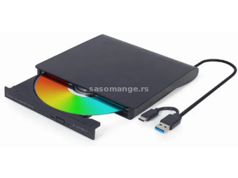 GEMBIRD DVD-USB-03 Gembird eksterni USB CD/DVD drive Citac-rezac, USB + USB-C, black