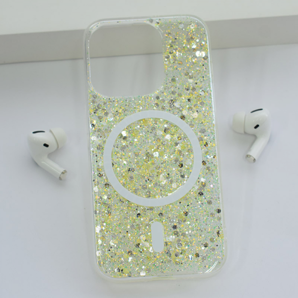 Futrola Maska Shine Shimmer Magsafe za iPhone 15 Pro zuta