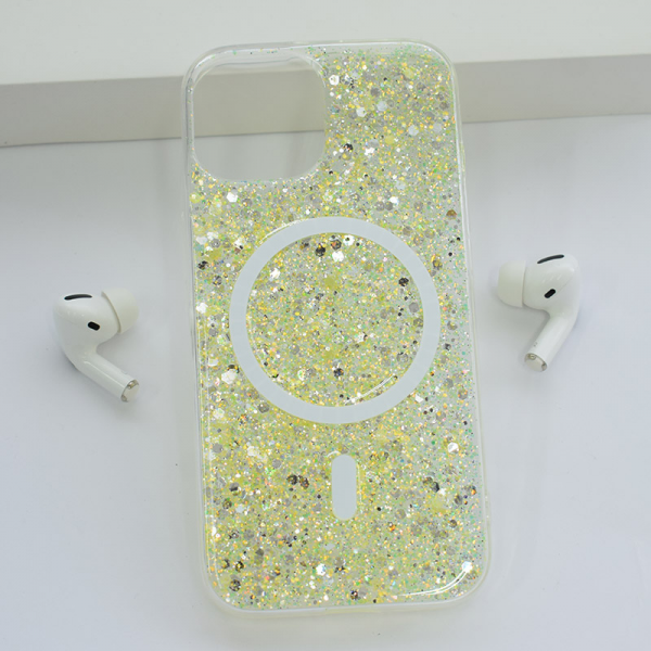 Futrola Maska Shine Shimmer Magsafe za iPhone 15 Plus zuta