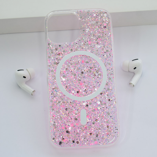 Futrola Maska Shine Shimmer Magsafe za iPhone 15 Plus roze