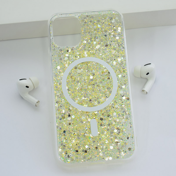 Futrola Maska Shine Shimmer Magsafe za iPhone 11 zuta